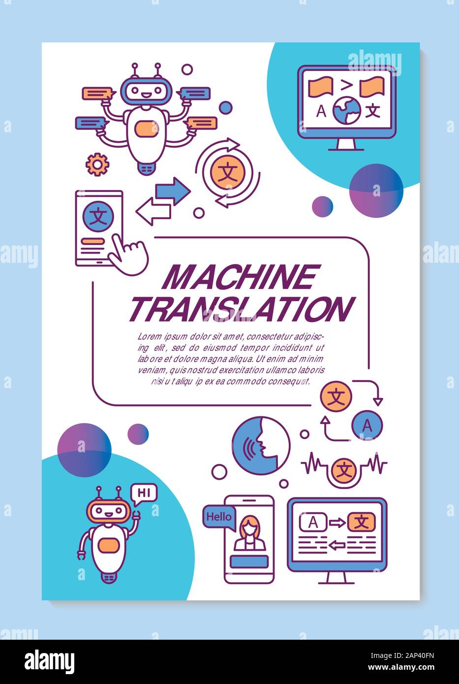 Machine translation brochure template layout. Multilingual automated ...