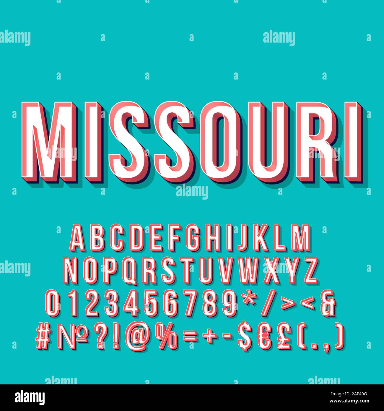 Missouri vintage 3d vector lettering. Retro bold font, typeface. Pop ...