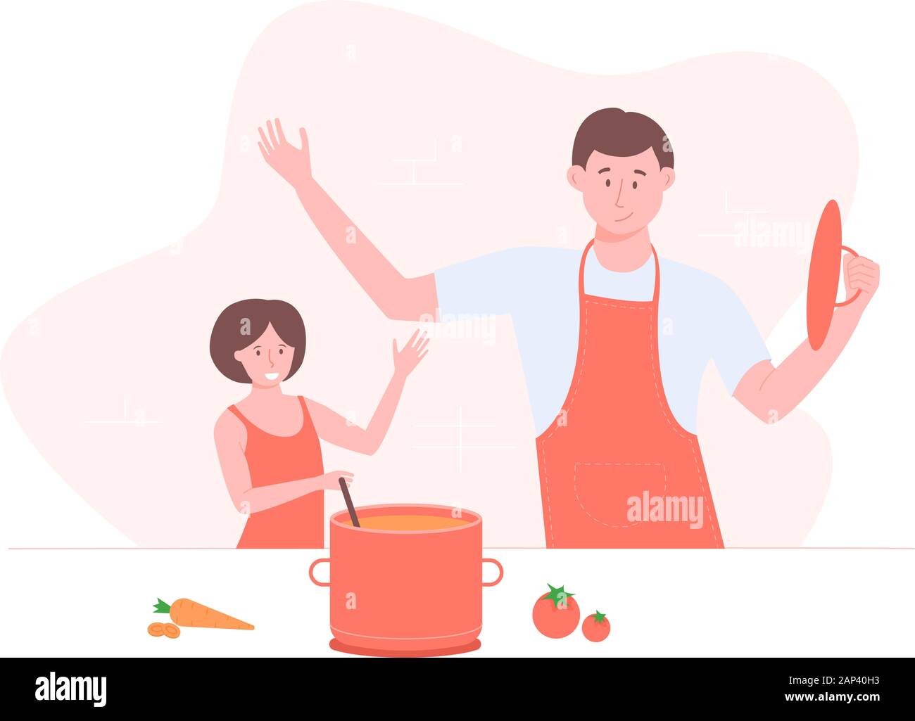 Dad and daughter cook together Stock Vector Image & Art - Alamy