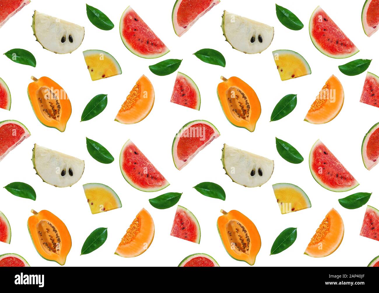 Set of fruits seamless pattern on white background Stock Photo - Alamy