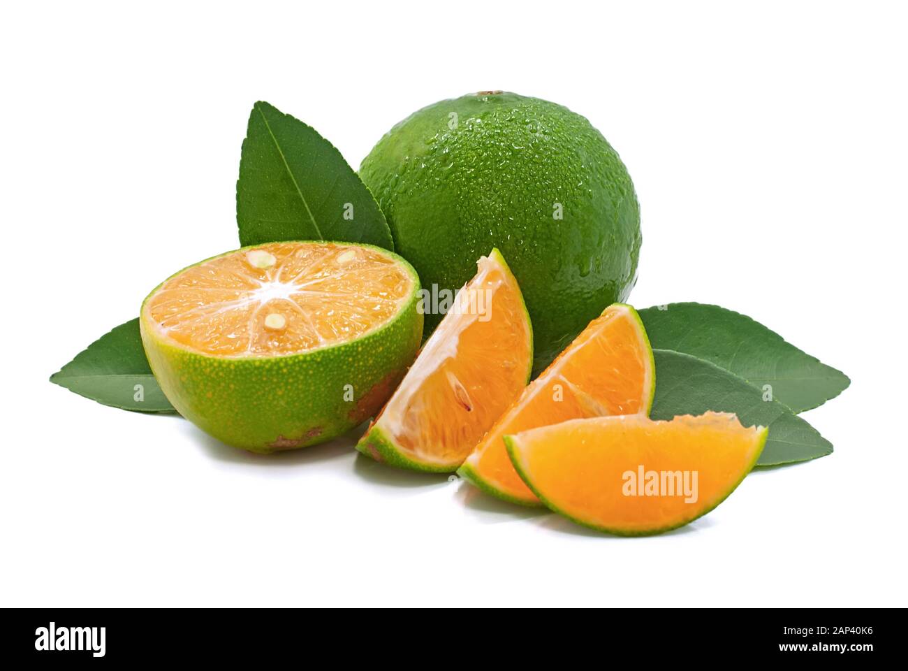 Single object of green orange fruit isolated on white background Stock ...