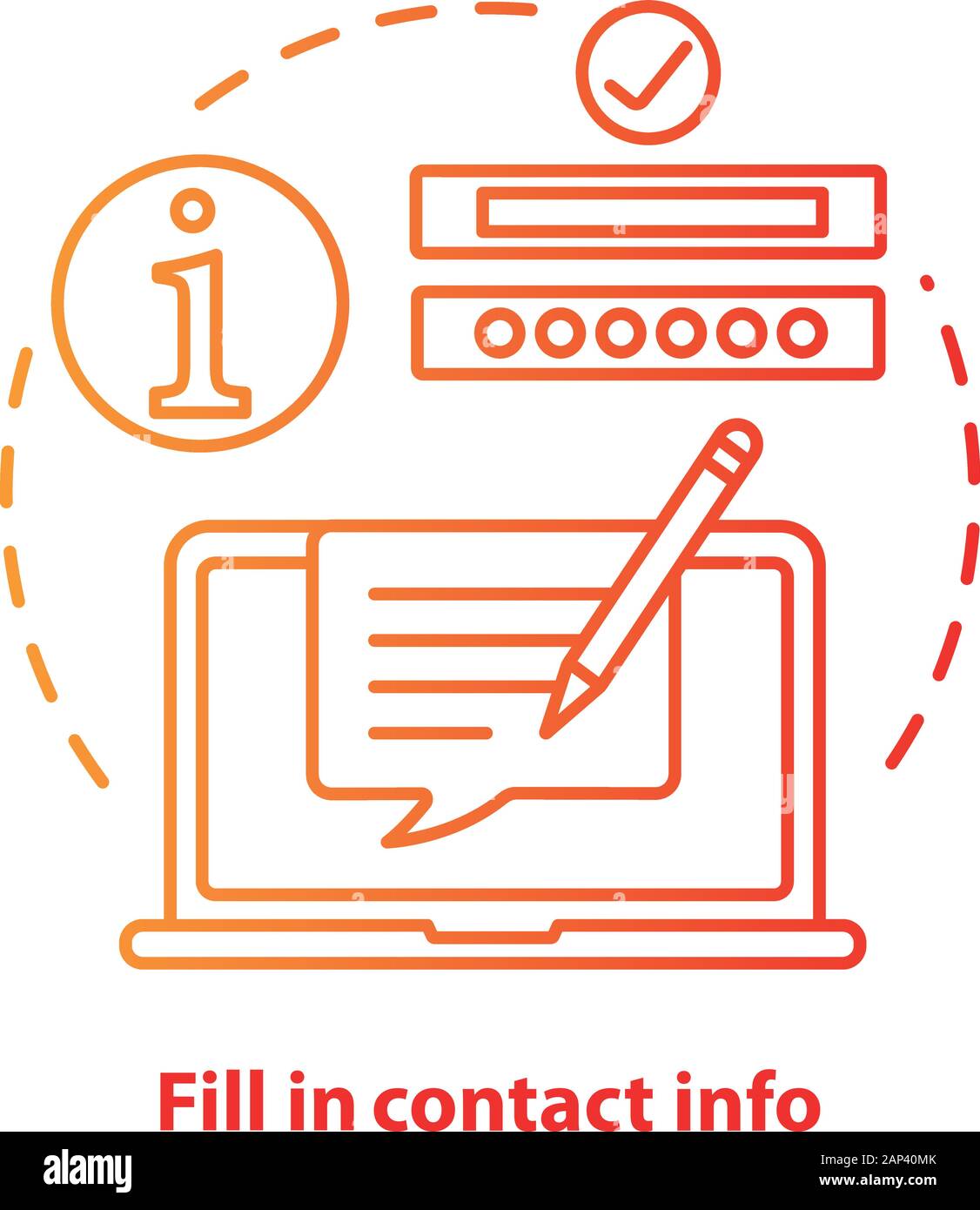 Fill in contact info red concept icon. Contact us idea thin line ...