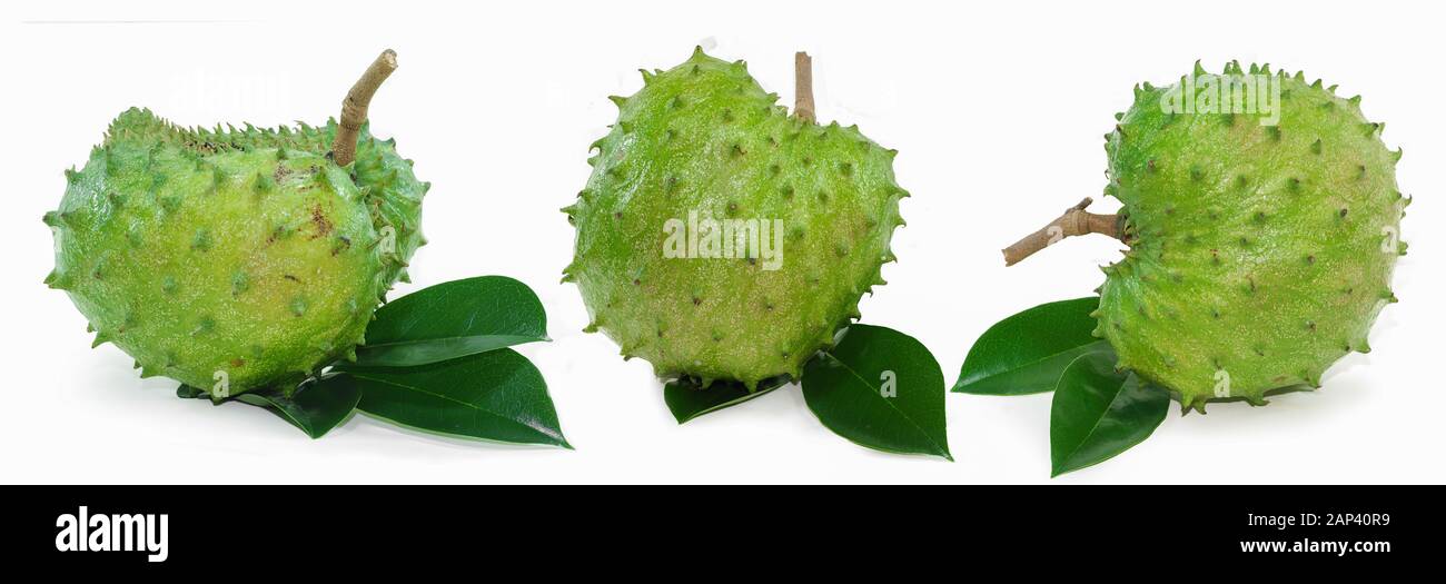 Set of Soursop fruits isolated on white background Stock Photo - Alamy