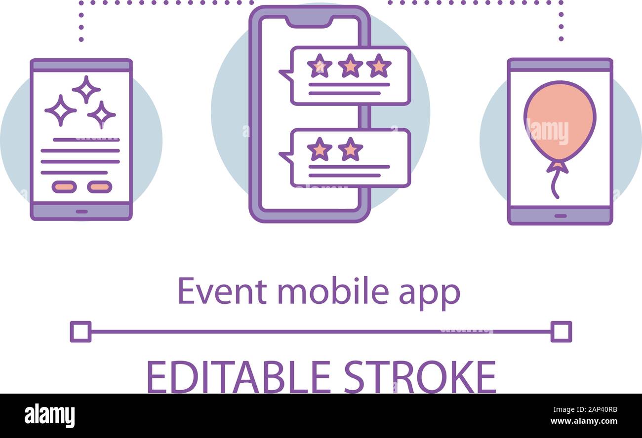Event mobile app concept icon. Organization idea thin line illustration ...