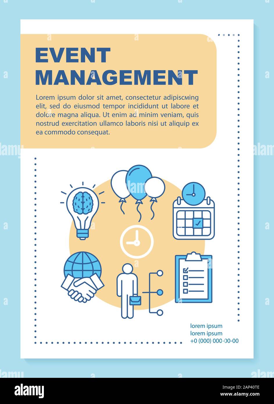 Event management poster template layout. Corporate party planning ...