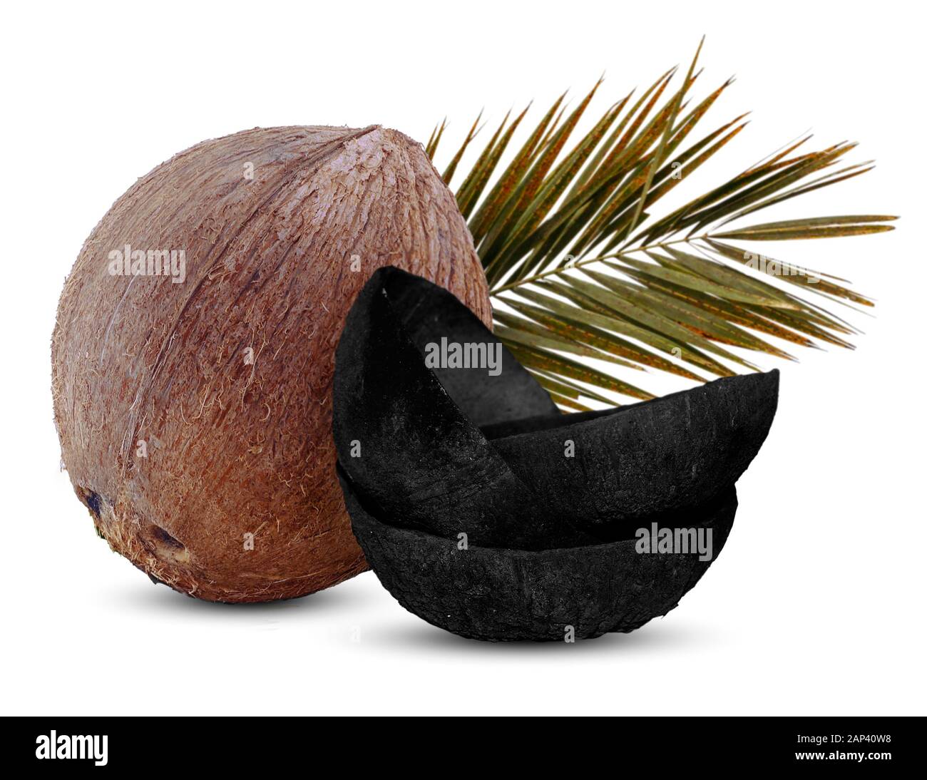 Coconut Charcoal isolated on white background Stock Photo - Alamy