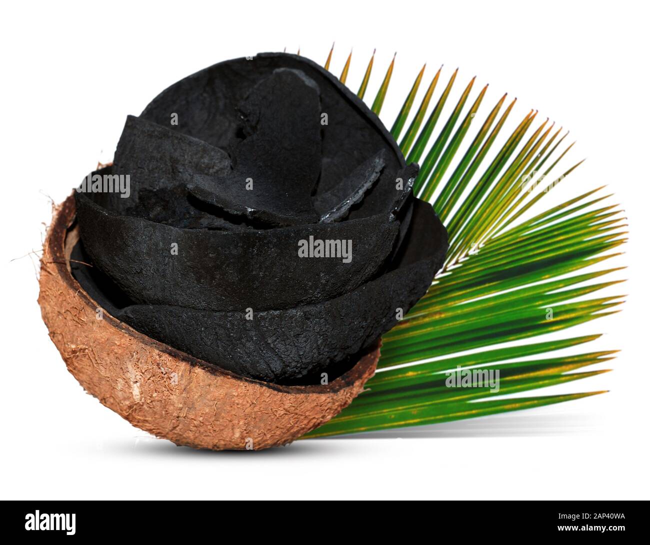 Coconut Charcoal isolated on white background Stock Photo - Alamy