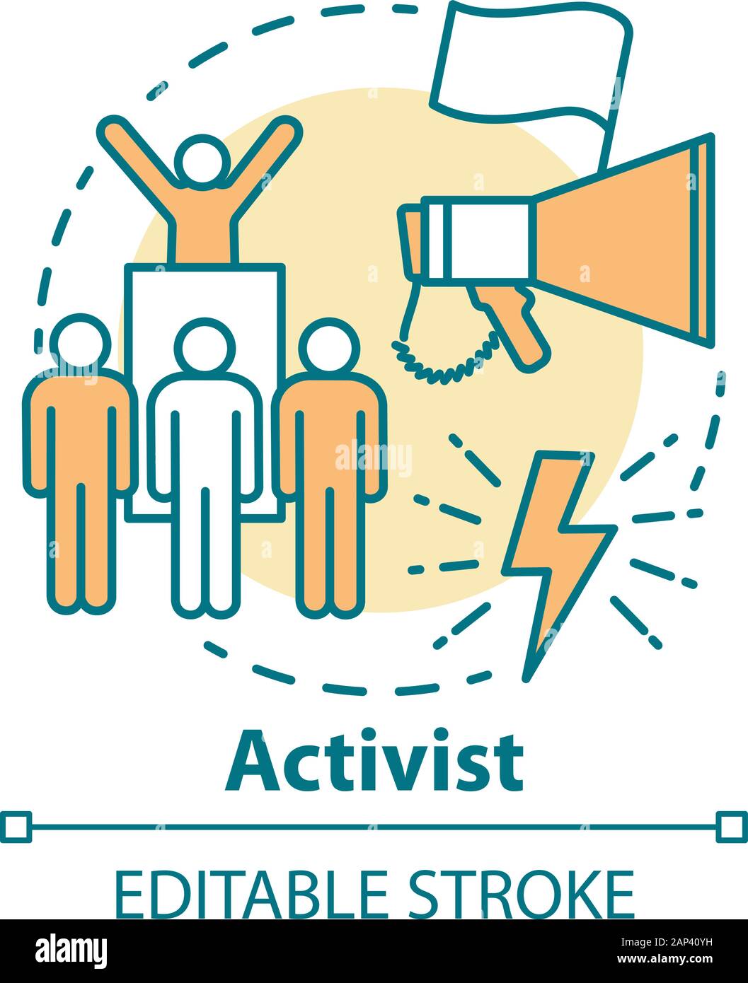 Activist concept icon. Campaigning for political change idea thin line ...