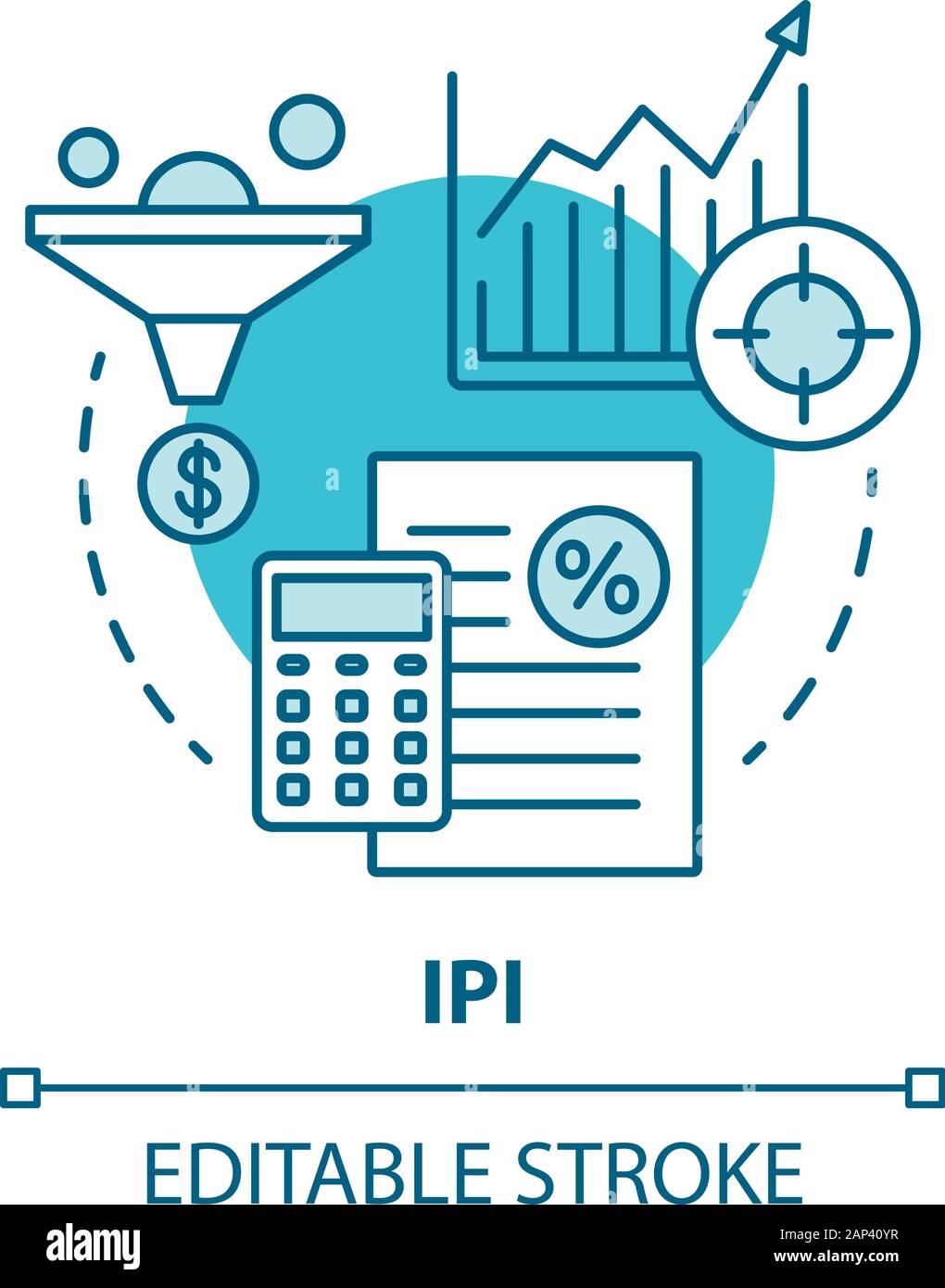 IPI blue concept icon. Industrial production index idea thin line ...