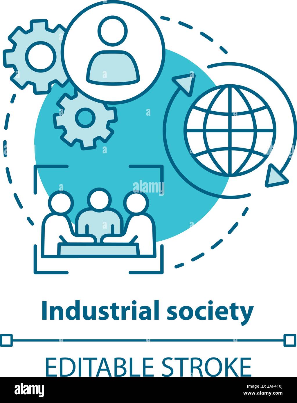 Industrial society blue concept icon. Mass production technology idea ...