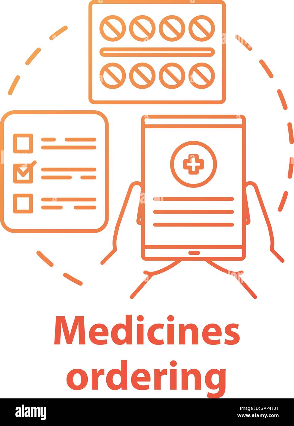 Medicines ordering application concept icon. Medical supplies delivery ...