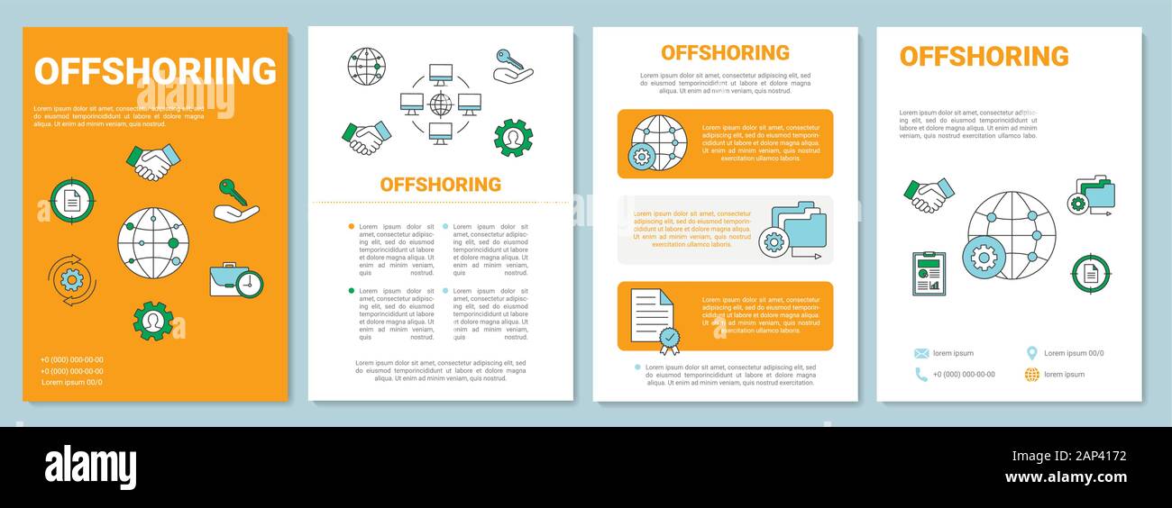 Offshoring brochure template layout. Global trade. Flyer, booklet ...