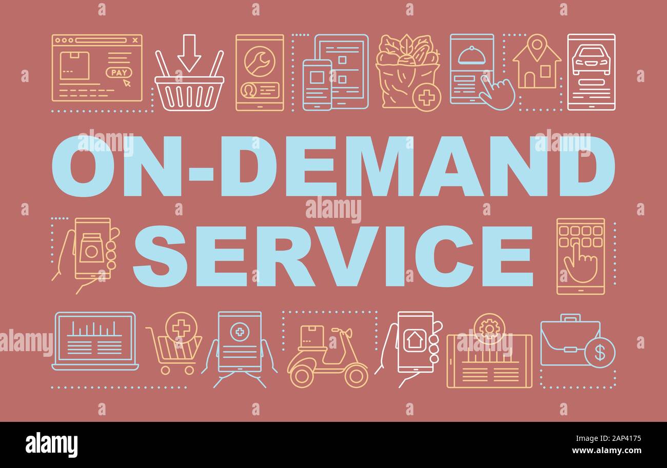 On demand service, e commerce word concepts banner. Modern economy ...