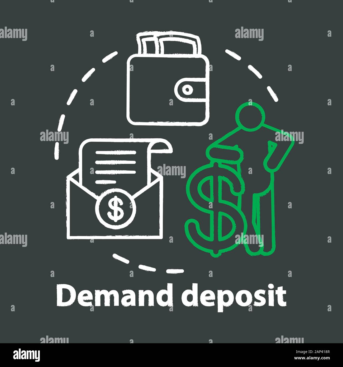 Savings chalk concept icon. Demand deposit idea. Available funds ...