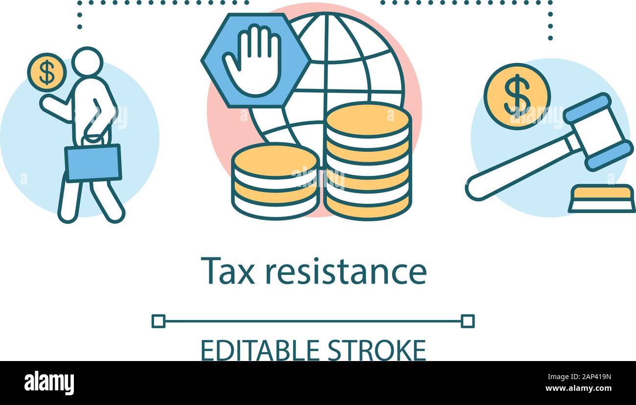 Tax resistance concept icon. Civil disobedience, government ...
