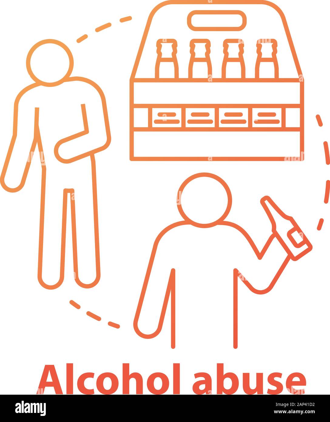 Alcohol abuse concept icon. Alcoholic dependence, addiction idea thin ...