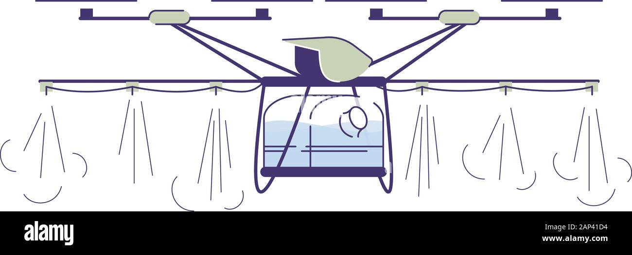 Agricultural irrigation drone flat vector illustration. Cartoon crop ...