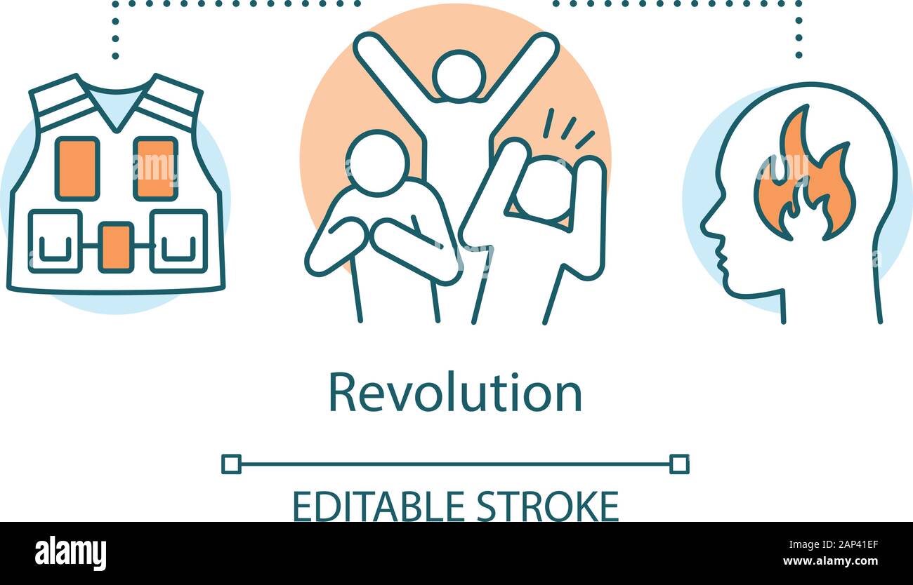 Revolution concept icon. Civil unrest, aggressive resistance idea thin ...