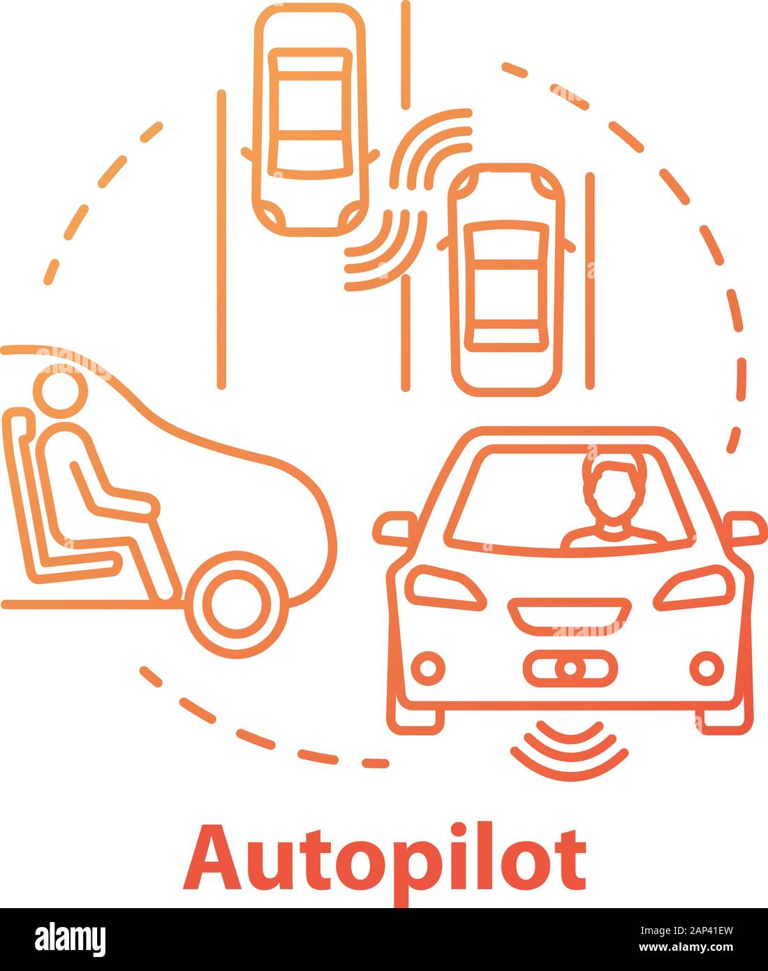 Autopilot concept icon. Autonomous car, driverless vehicle. Smart car ...