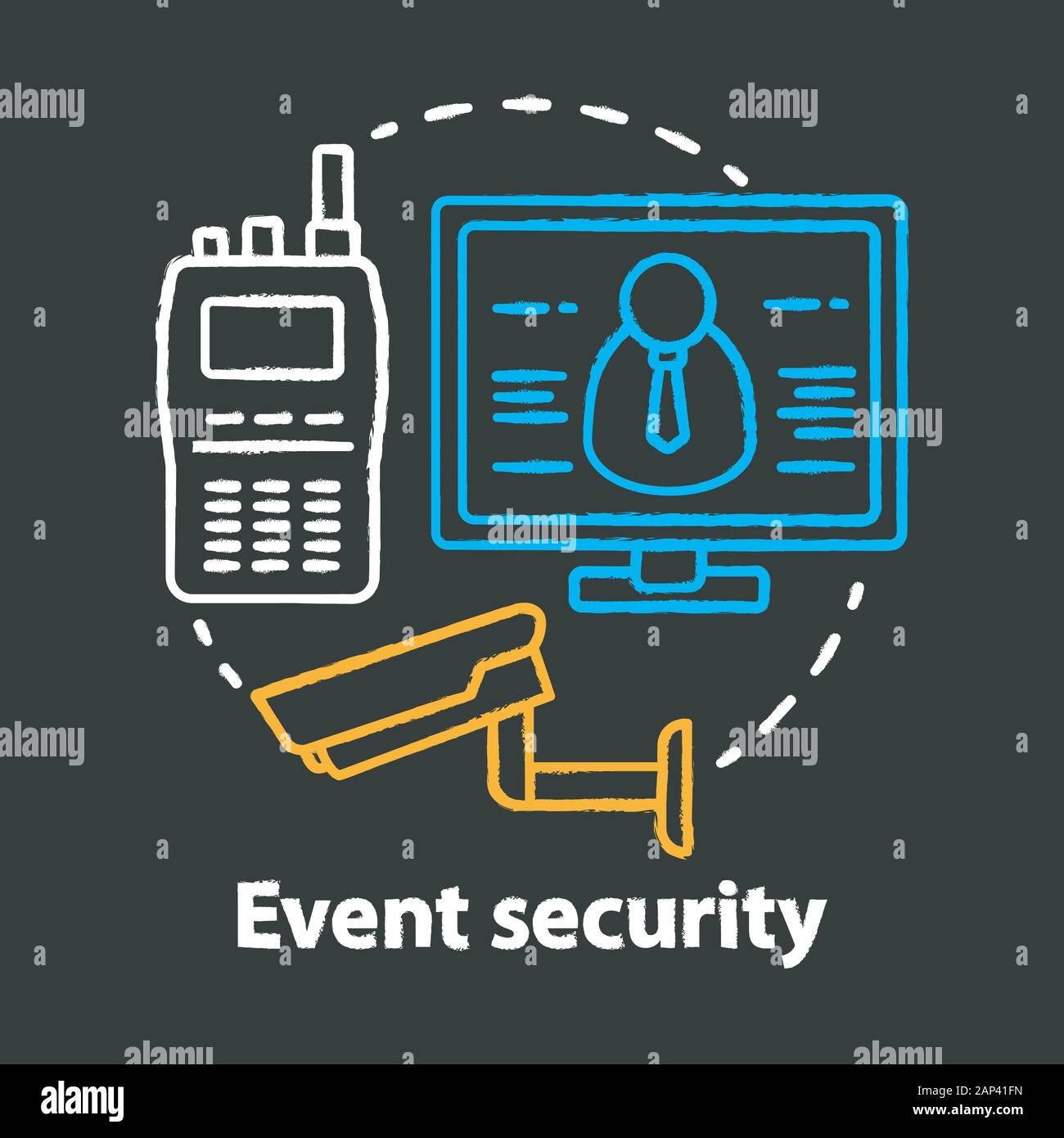 Event security chalk concept icon. Video surveillance and professional ...