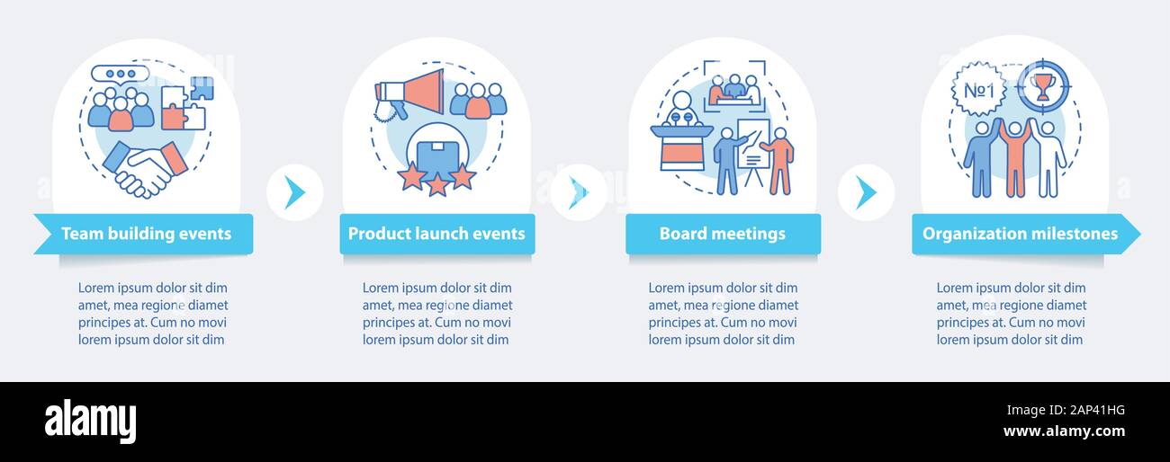 Corporate event management services vector infographic template. Team ...
