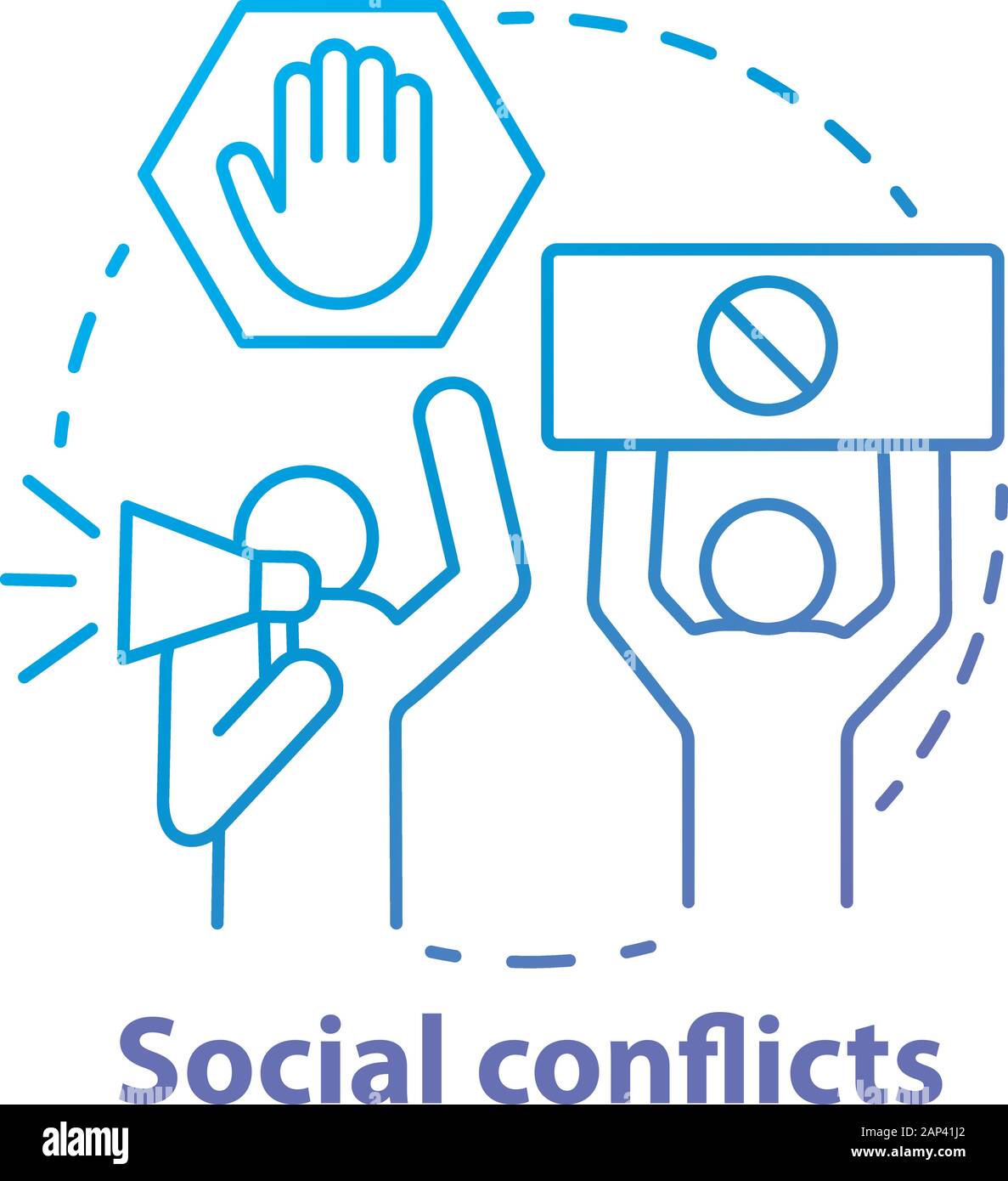 Social conflicts and disputes concept icon. Antisocial behaviour ...