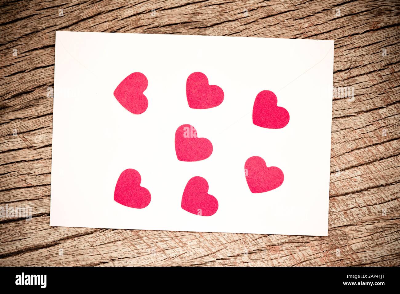 Romantic love valentines day card envelope letter mail with red heart ...