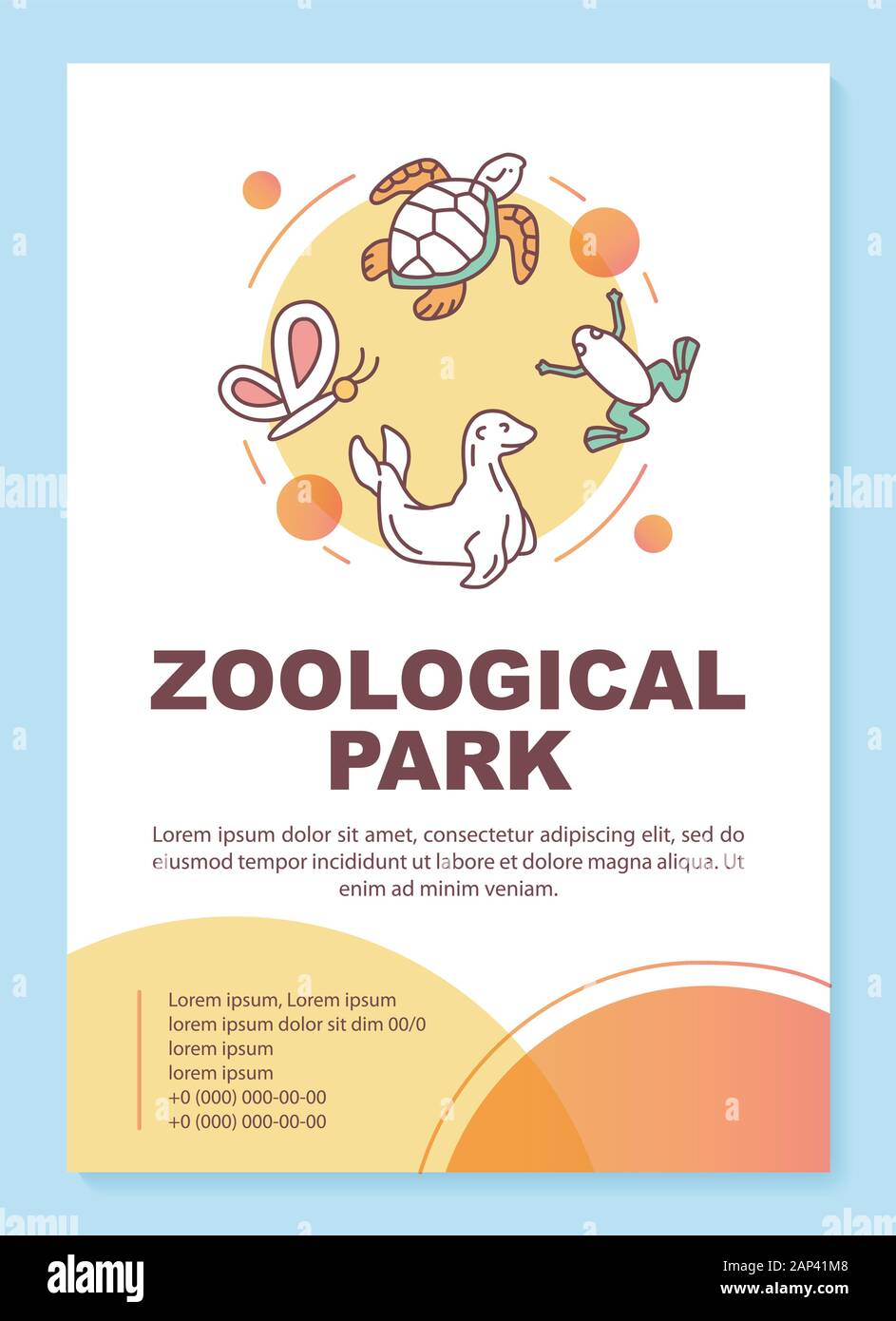 Zoological park poster template layout. Oceanarium. Water animals ...