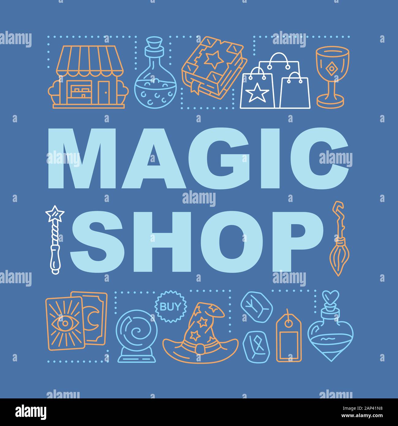 Magic shop word concepts banner. Witch store. Presentation, website ...