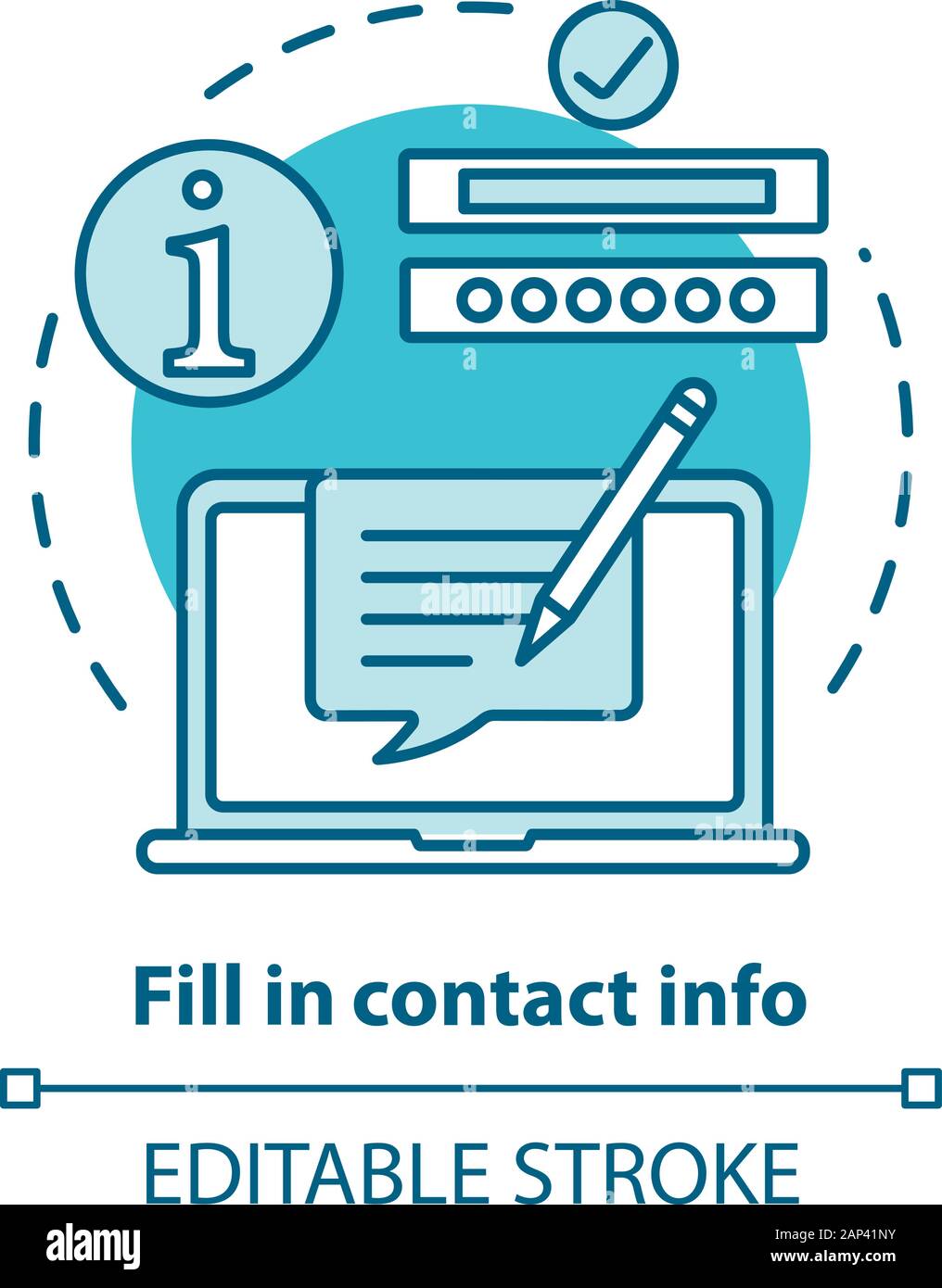 Fill in contact info blue concept icon. Contact us idea thin line ...
