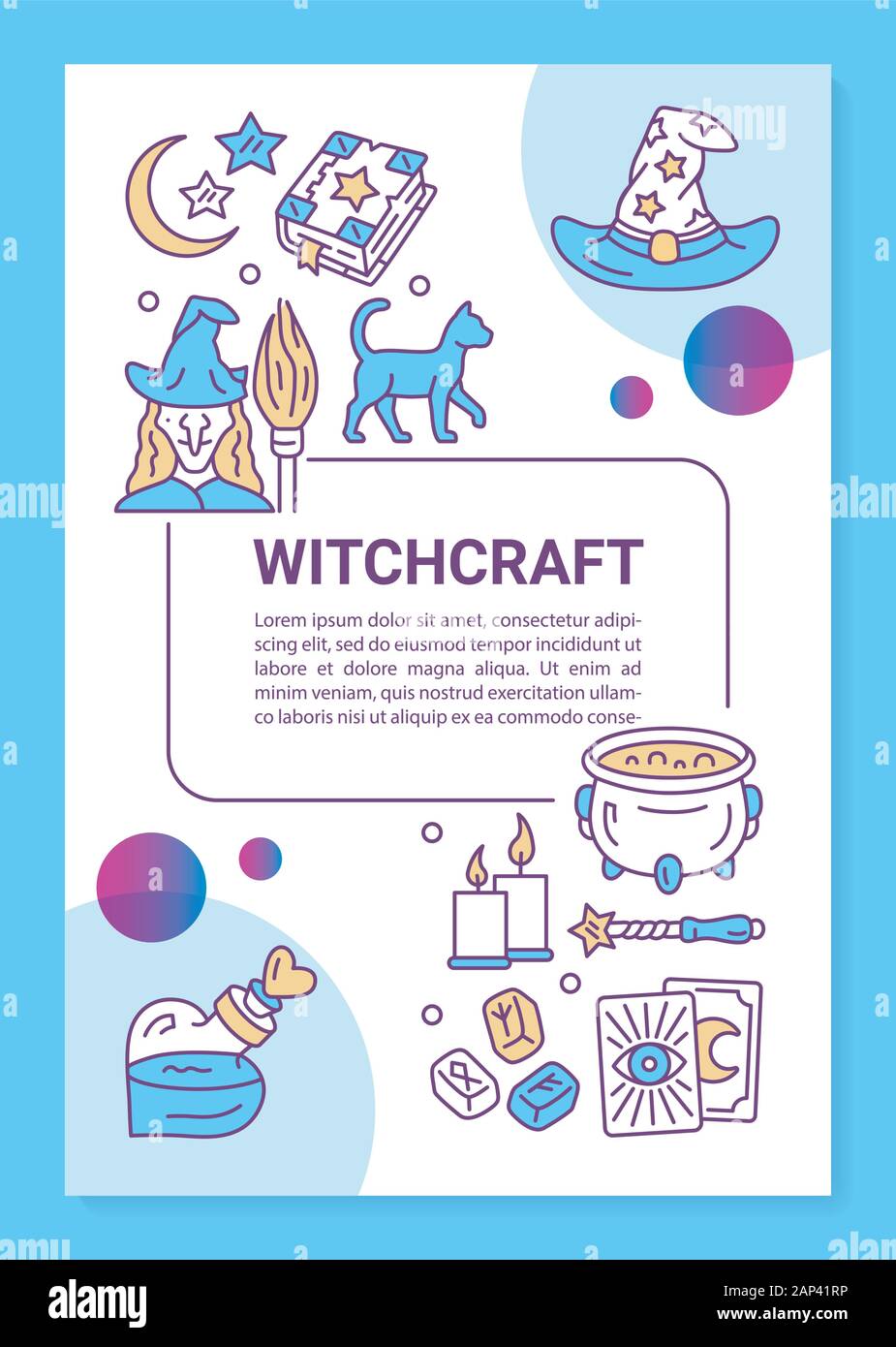 Witchcraft poster template layout. Banner, booklet, leaflet print ...