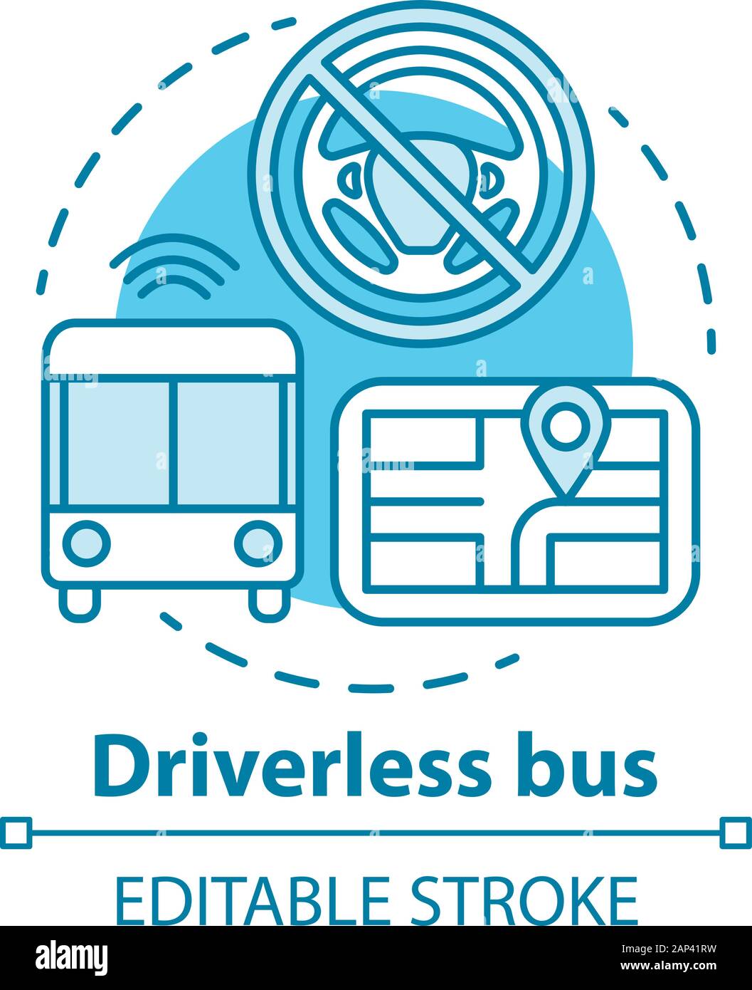 Driverless bus concept icon. Autopilot for city passenger ...