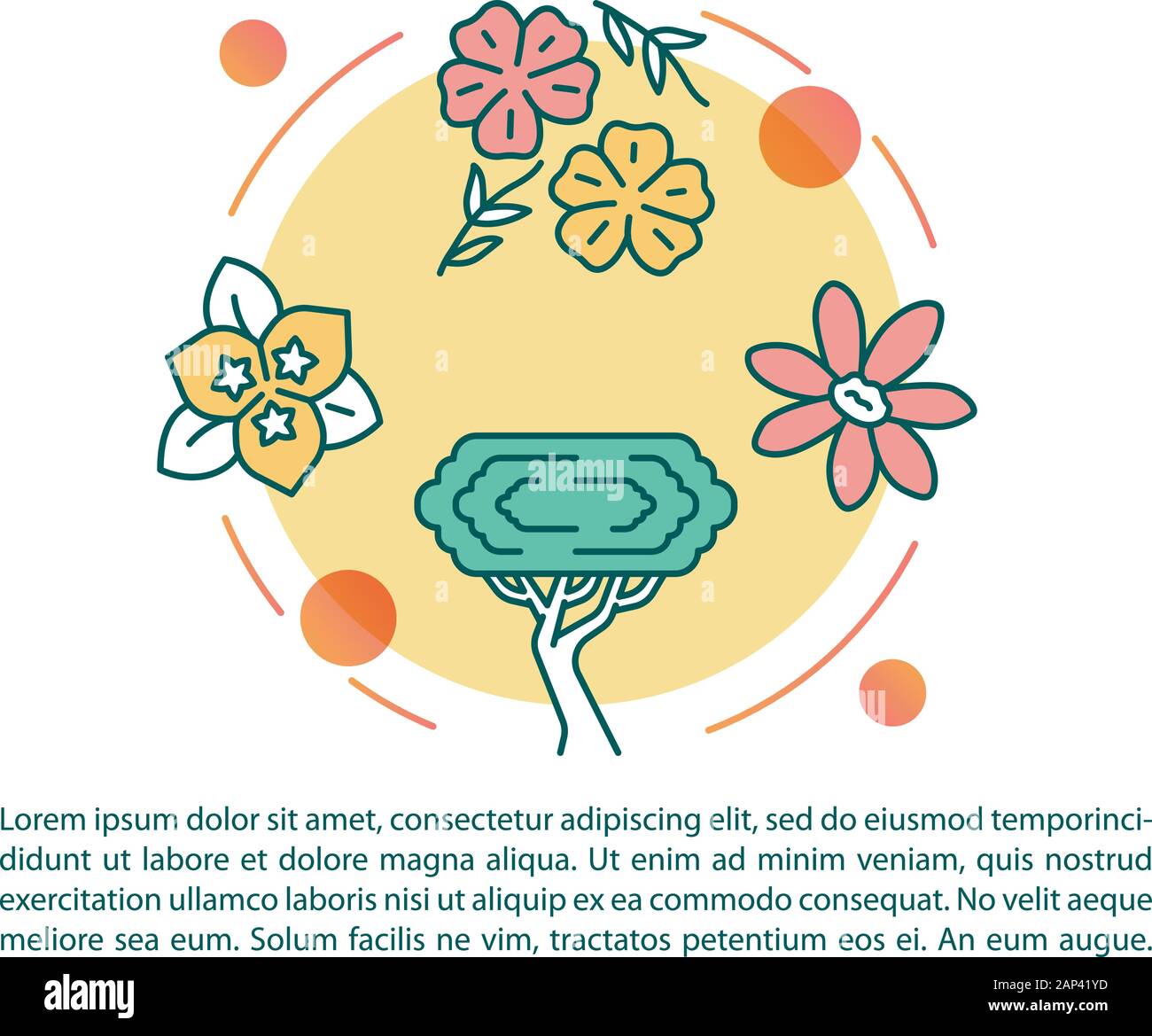 Botany article page vector template. Blooming flowers and trees ...