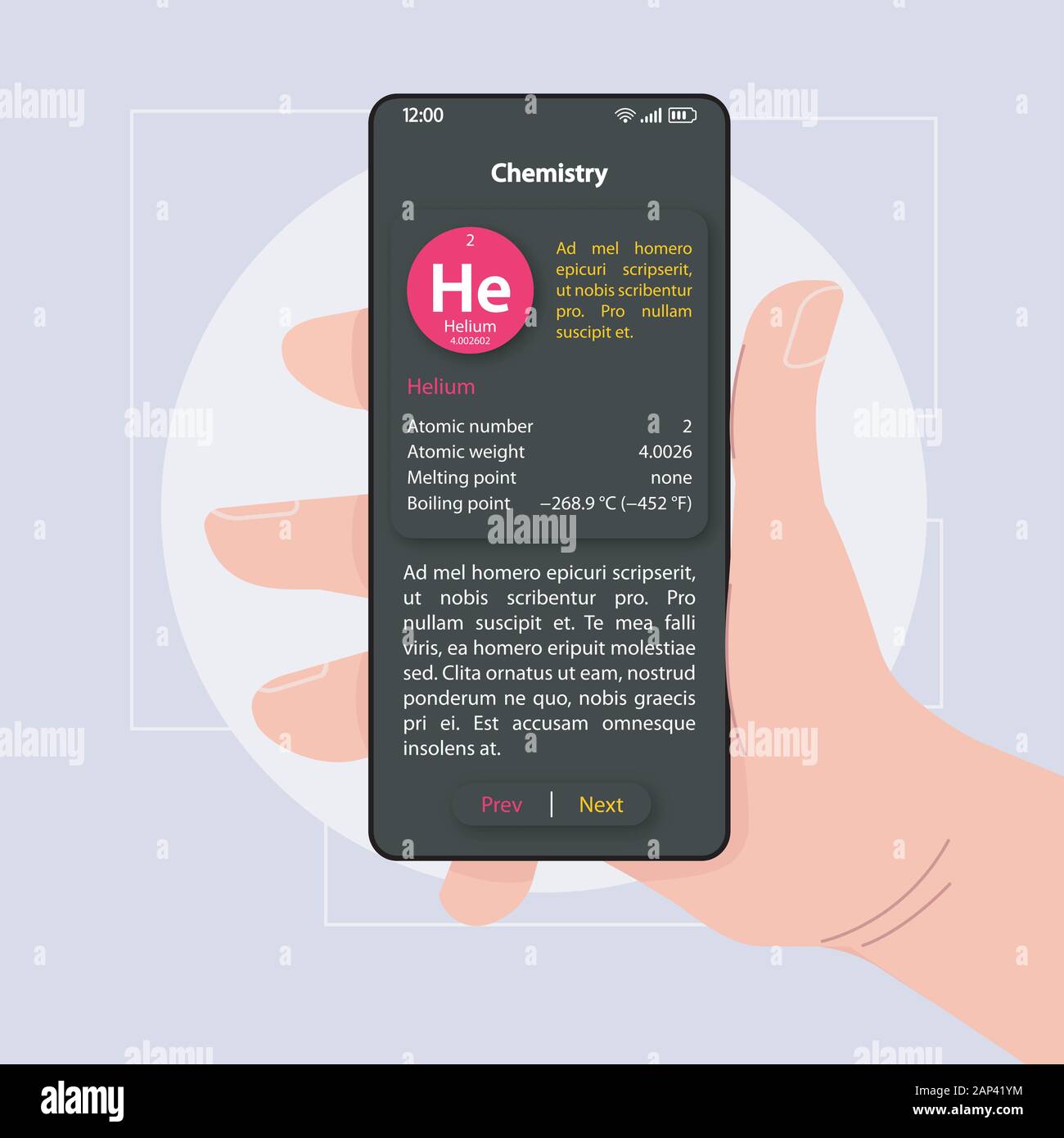 Chemistry self study guide smartphone interface vector template. Mobile ...