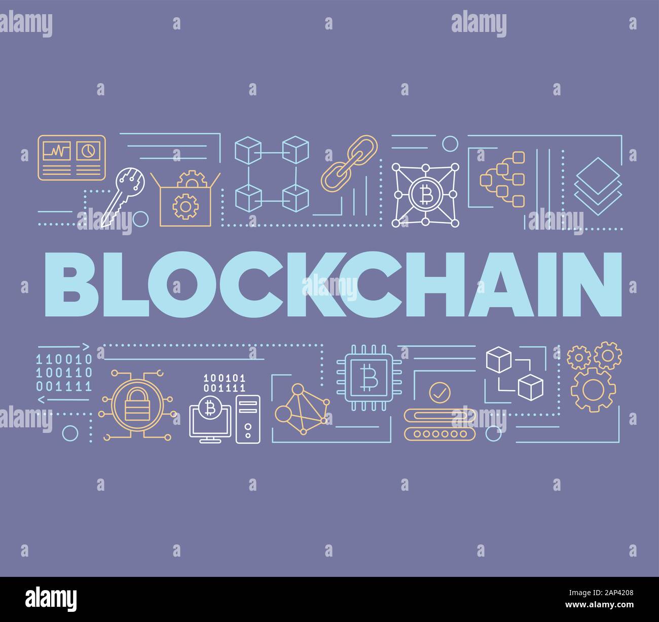 Blockchain technology word concepts banner. Virtual currency mining ...