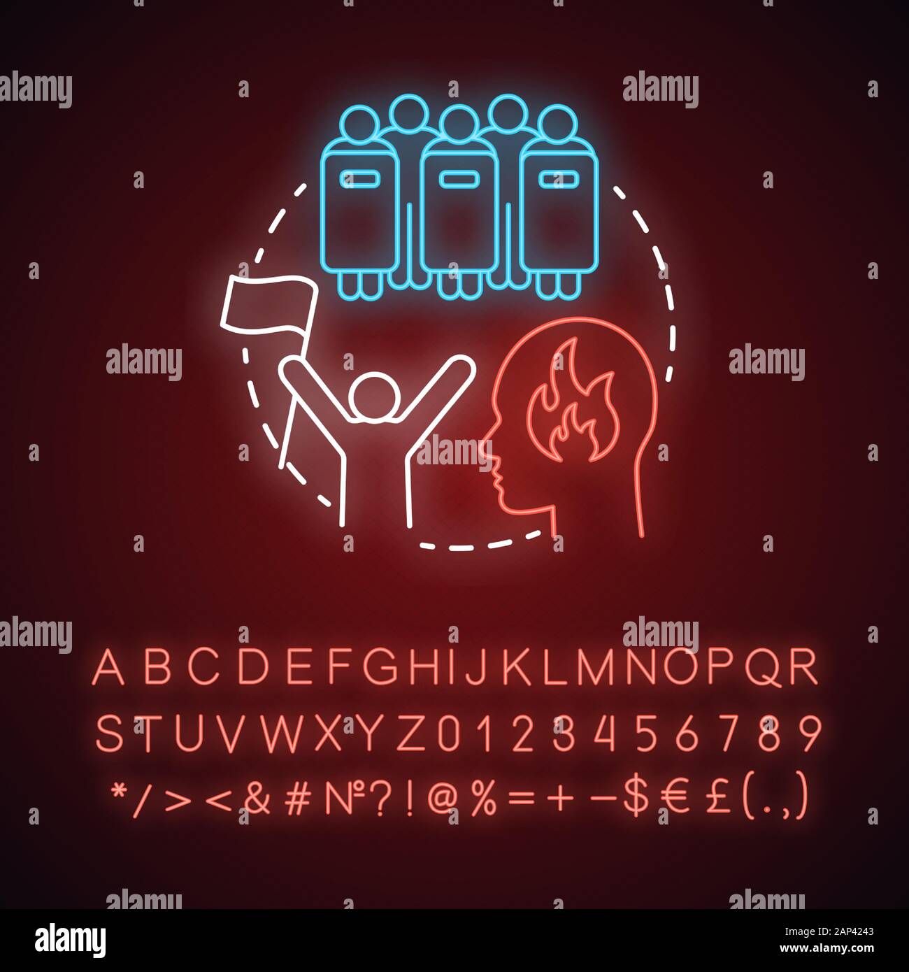 Revolution neon light concept icon. Civil unrest, conflict idea ...