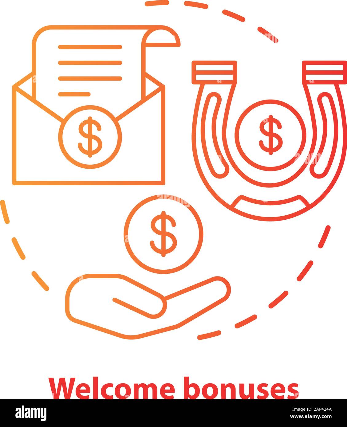 Casino welcome bonuses concept icon. Reward program idea thin line ...