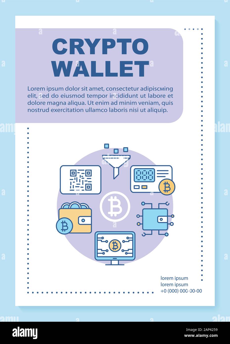 Cryptocurrency wallet poster template layout. Crypto transactions ...