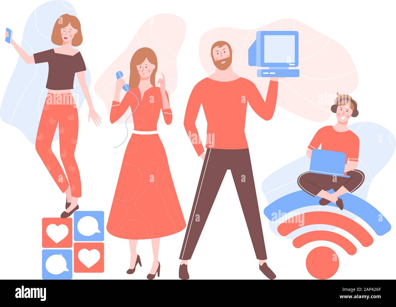 Family and gadgets Stock Vector Image & Art - Alamy