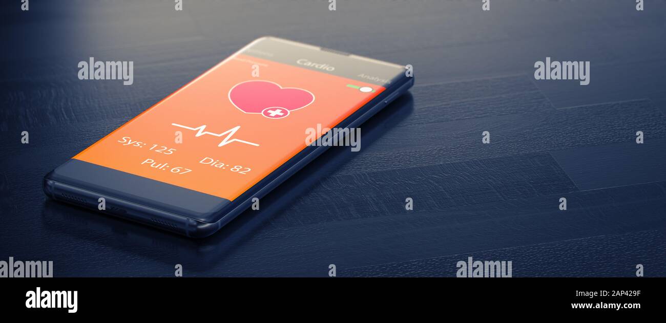 Modern Smartphone with Medical App on Dark Surface. Close-up Image of ...