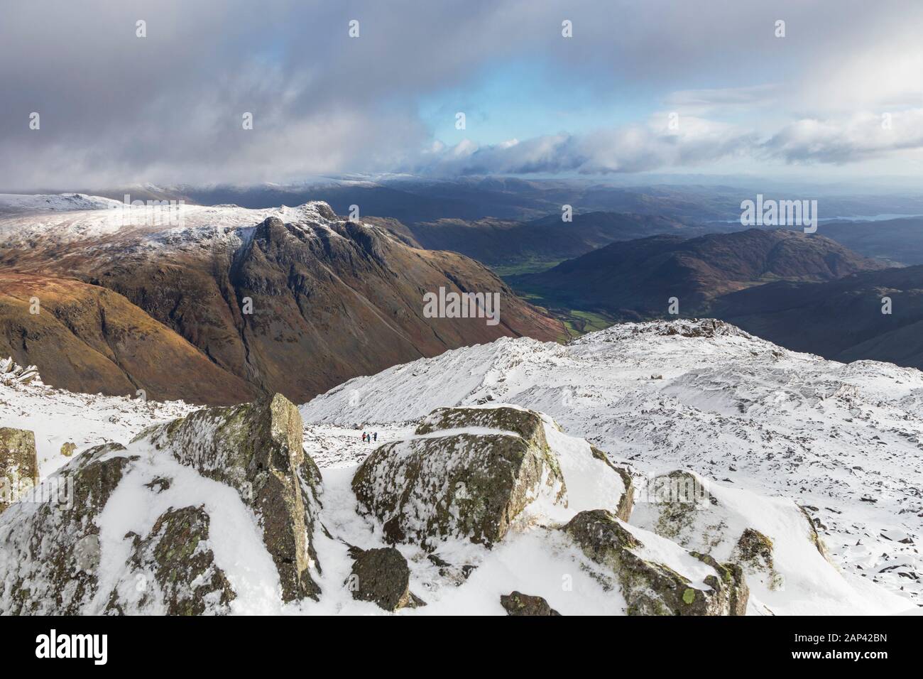The Langdale Pikes and the View Down Great Langdale towards Windermere ...