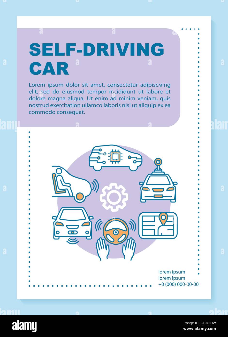Self-driving car brochure template layout. Autonomous vehicle. Flyer ...
