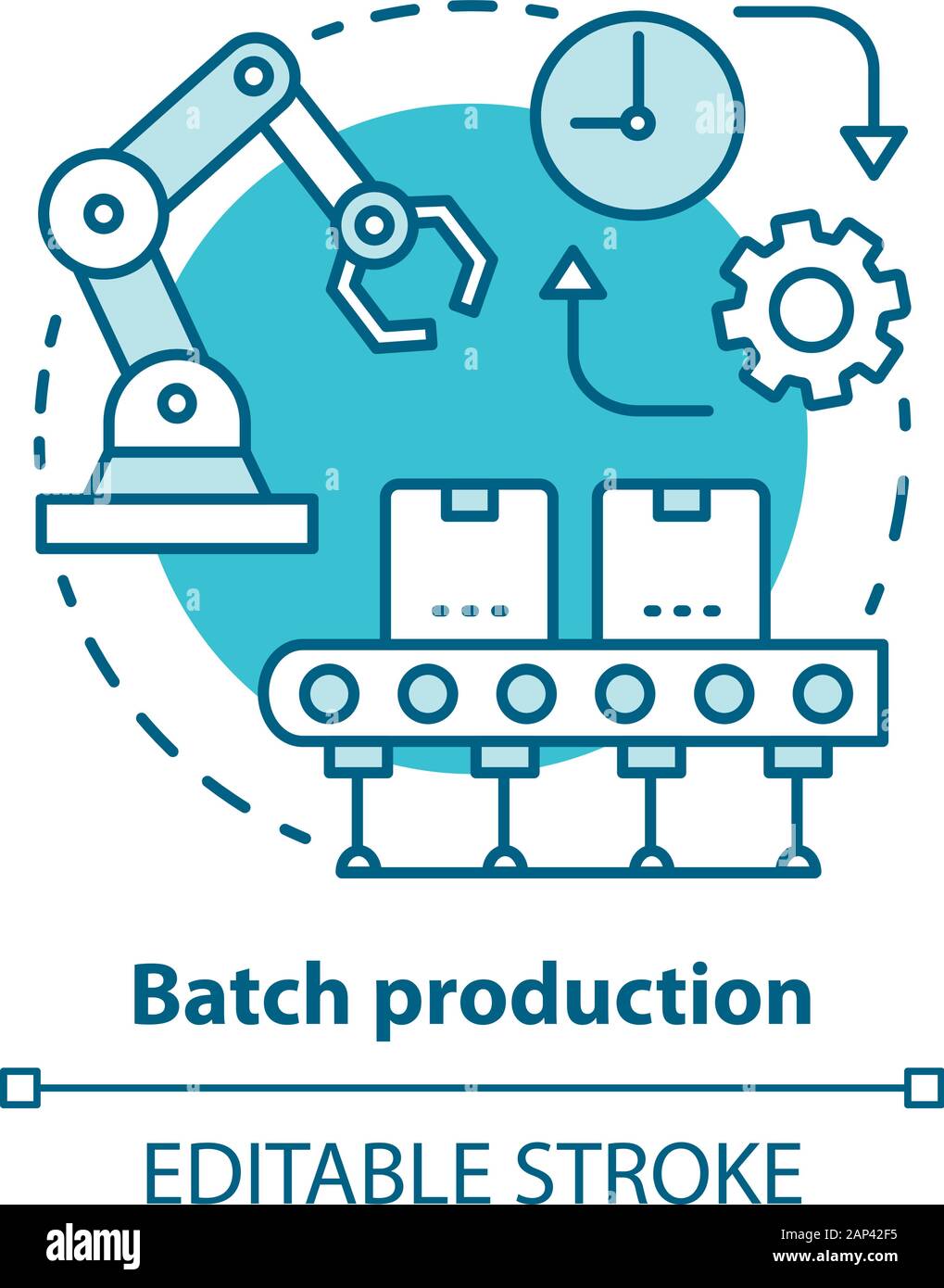Batch production blue concept icon. Manufacturing method idea thin line ... Batch production blue concept icon. Manufacturing method idea thin line ...