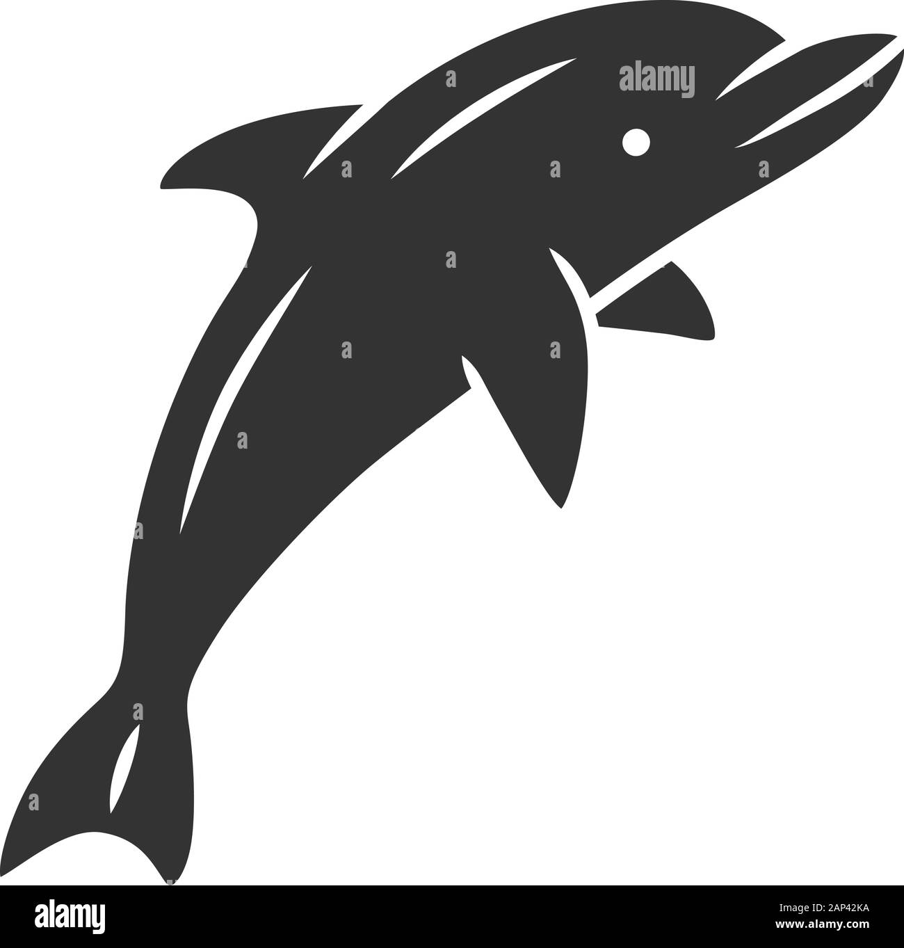 Dolphin glyph icon. Undersea world. Intelligent water creature ...