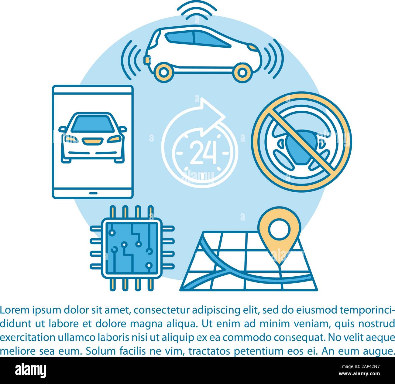 Driverless taxi article page vector template. Self driving vehicle ...