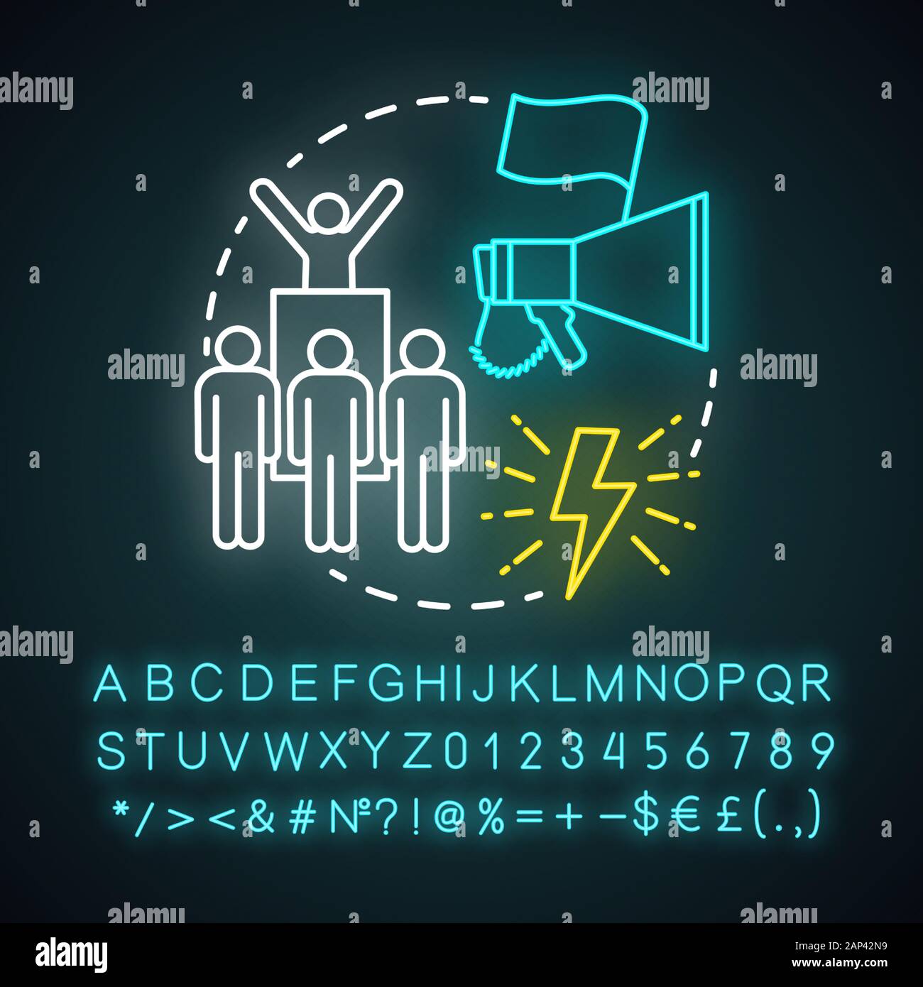 Activist neon light concept icon. Campaigning for political change idea ...