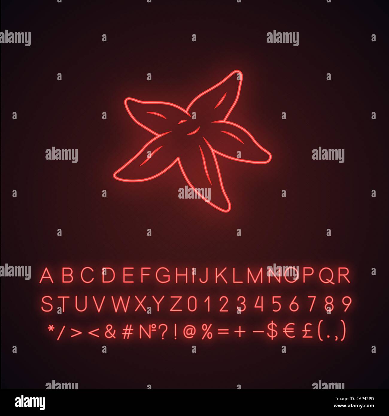 Starfish neon light icon. Tropical invertebrate mollusk. Star shaped ...