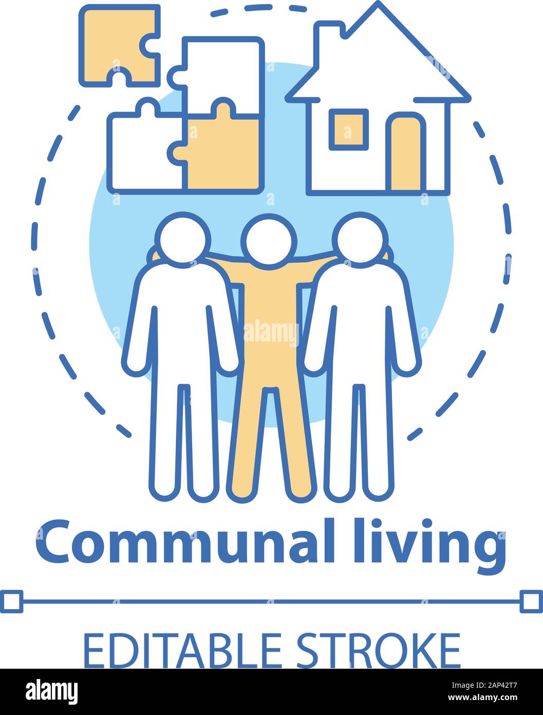 Communal living concept icon. Cohousing arrangement idea thin line ...