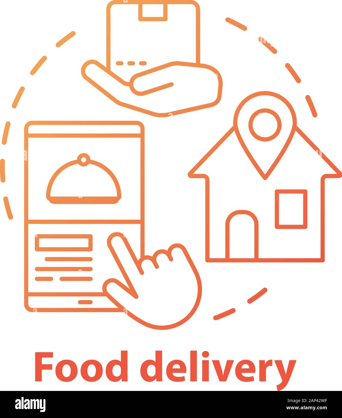 Food Delivery Application Concept Icon Customer Service Lunch Ordering Idea Thin Line