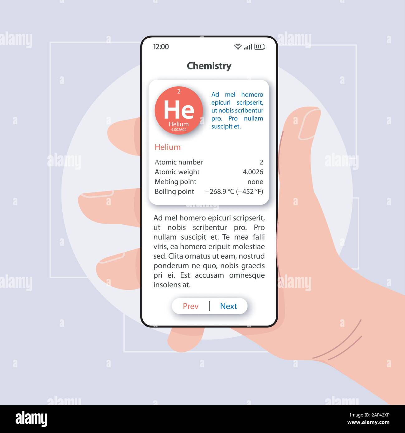 Chemistry study smartphone interface vector template. Mobile app page ...